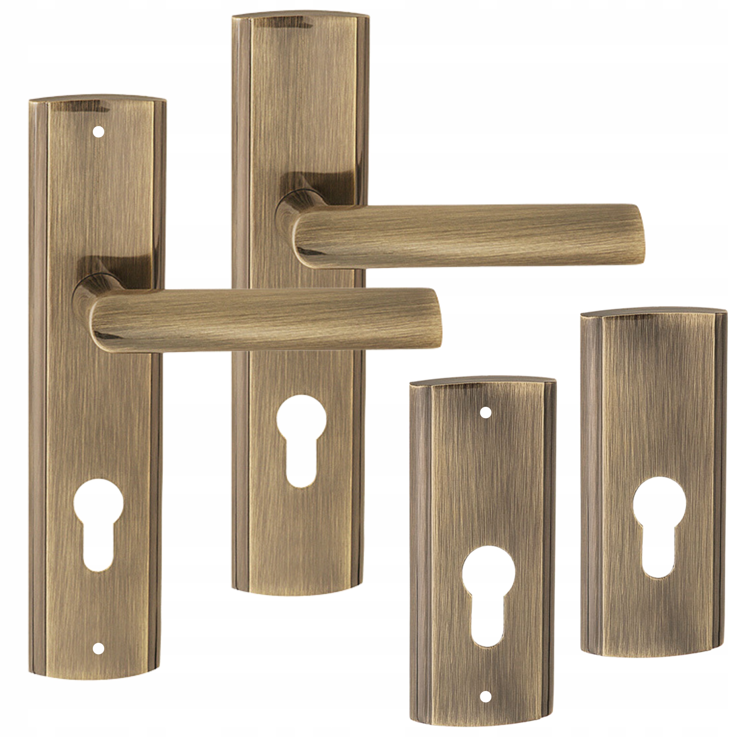 KLAMKA PATYNA Z SZYLDEM GÓRNYM DO DRZWI ZEWNĘTRZNYCH LEWA PRAWA ROZSTAW ...