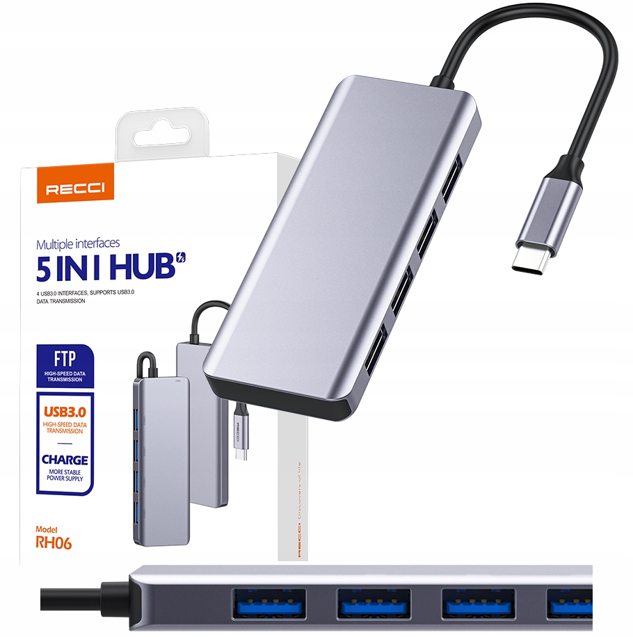 ADAPTER PRZEJŚCIÓWKA HUB USB-C TYP C 4X USB 3.0 + MICRO RECCI ROZDZIELACZ - Sklep, Opinie, Cena ...