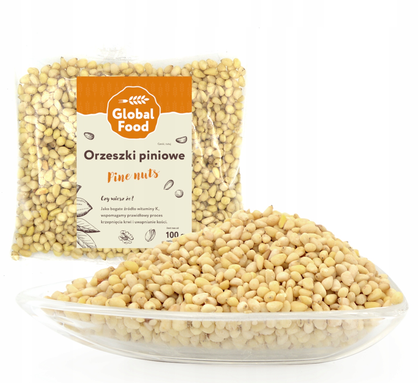 Orzeszki piniowe Global Food całe orzechy 100 g (5904501910712) • Cena, Opinie • Orzechy ...