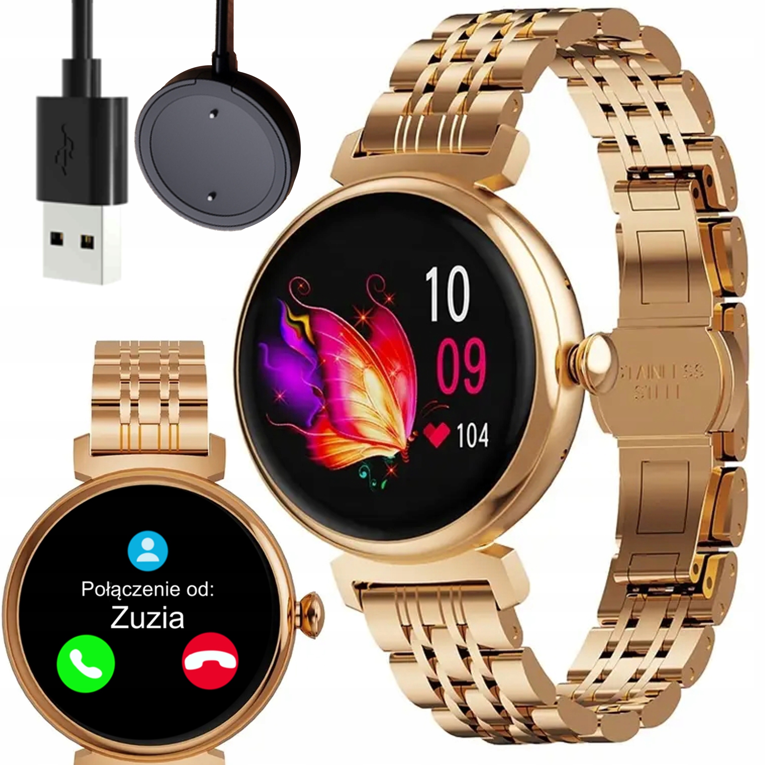 Smartwatch Damski Mała Koperta Funkcja ROZMÓW Zegarek MENU PL AMOLED ...