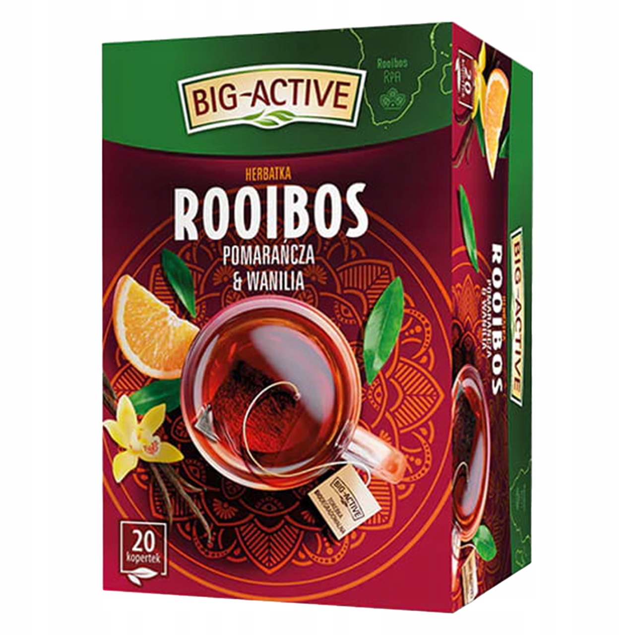 BIG ACTIVE herbata ROOIBOS HERBATKA ekspresowa POMARAŃCZA WANILIA 20 ...