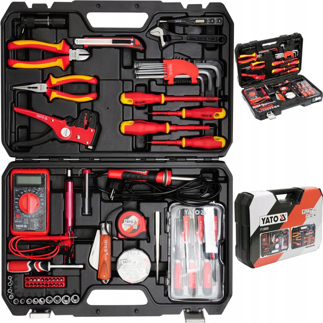 SADA NÁŘADÍ PRO ELEKTRIKÁŘE 68 DÍLŮ MĚŘICÍ KLEŠTĚ 1000 V YATO za 1985 ...