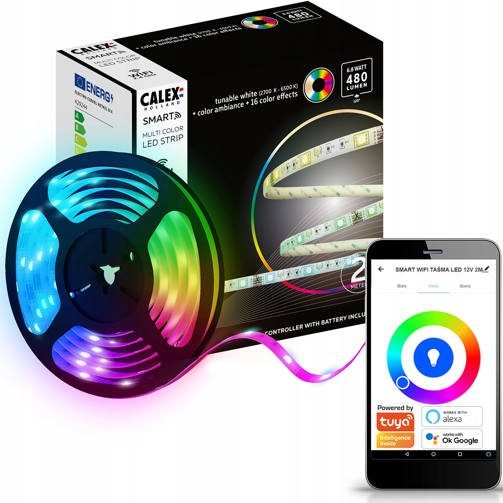 Taśma LED TUYA WiFi 12V RGB CCT 2M SMART LIFE (150626 pasek neon ... Taśma LED TUYA WiFi 12V RGB CCT 2M SMART LIFE (150626 pasek neon ...