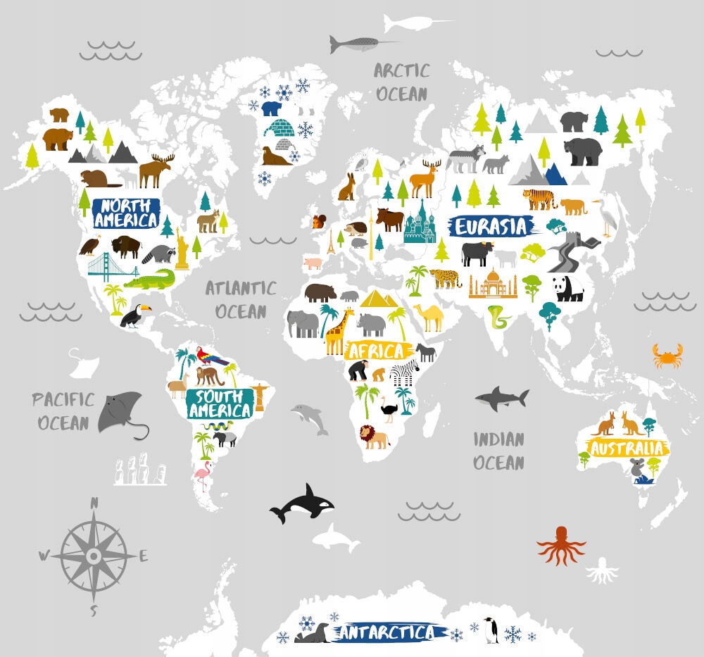 FOTOTAPETA MAPA ŚWIATA DLA DZIECI KIDS@HOME MAPY • Cena, Opinie ...
