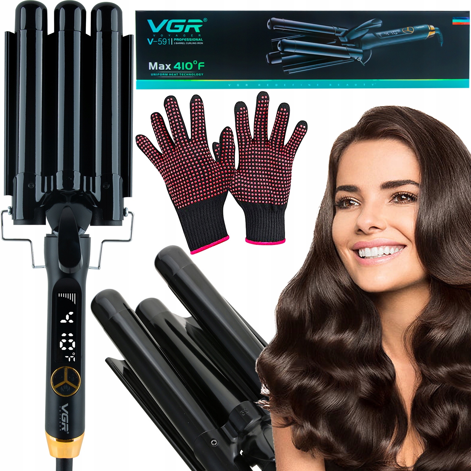 Lokówka Falownica do Włosów z Powłoką Cermaiczną Szybkie Nagrzewanie ...