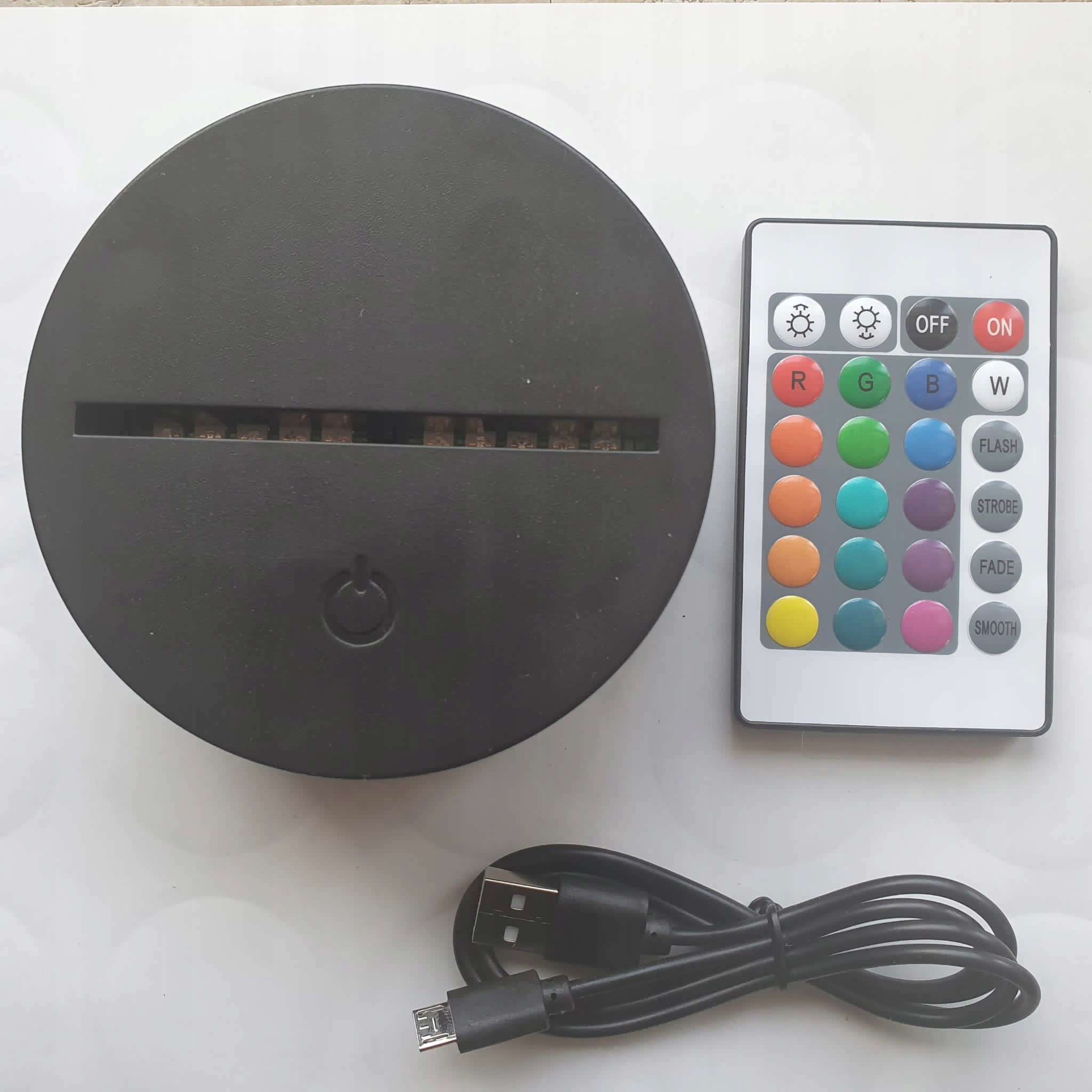 Podstawka do lampki baza LED 4x10cm duża czarna, pilot i USB ...