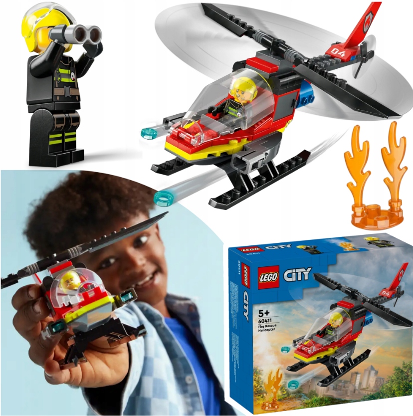 KLOCKI LEGO CITY STRAZACKI HELIKOPTER RAUNKOWY STRAZ POZARNA SMIGLOWIEC ...