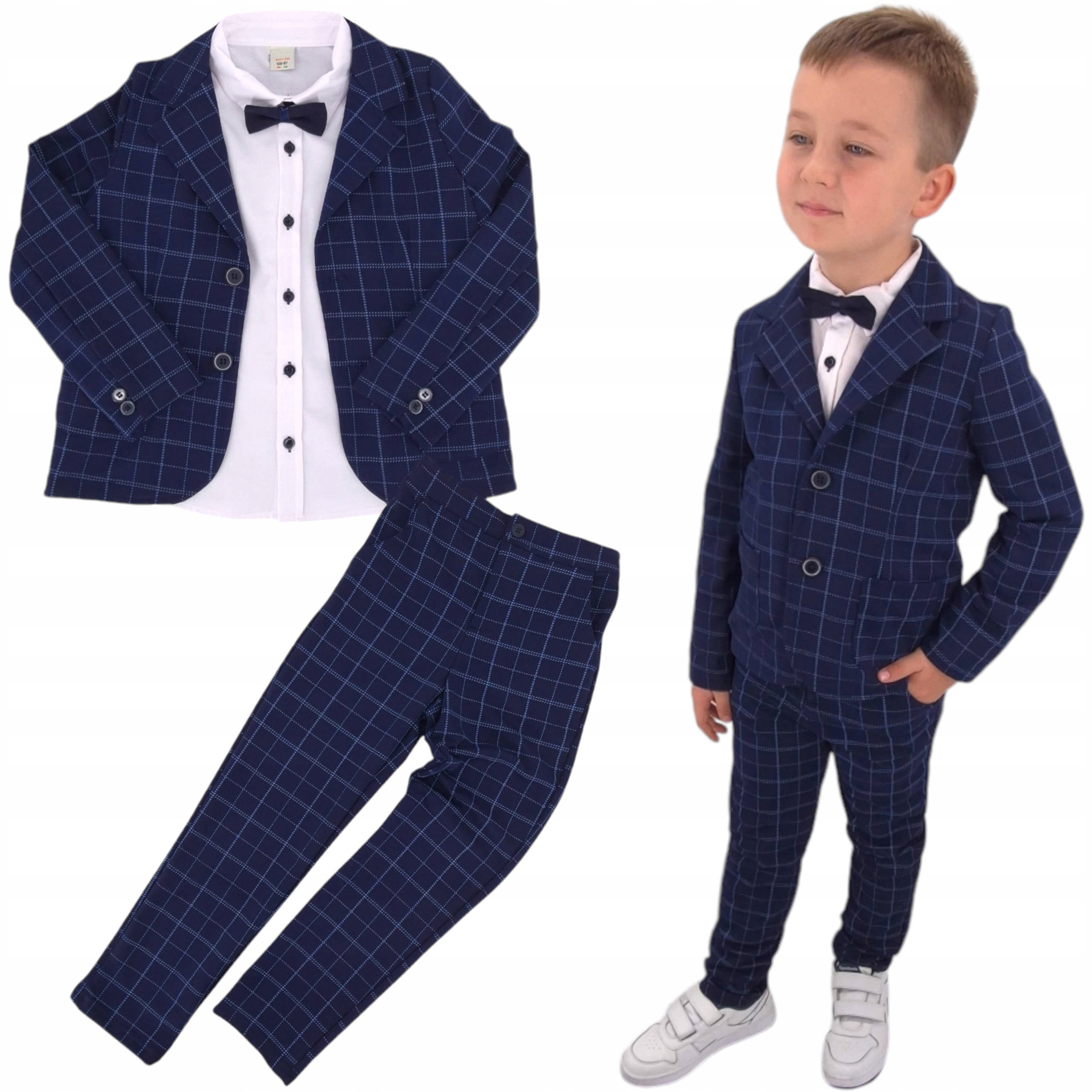 GARNITUR w kratkę dla CHŁOPCA zestaw Marynarka i Spodnie 128 (5905701637942) • Cena, Opinie ...