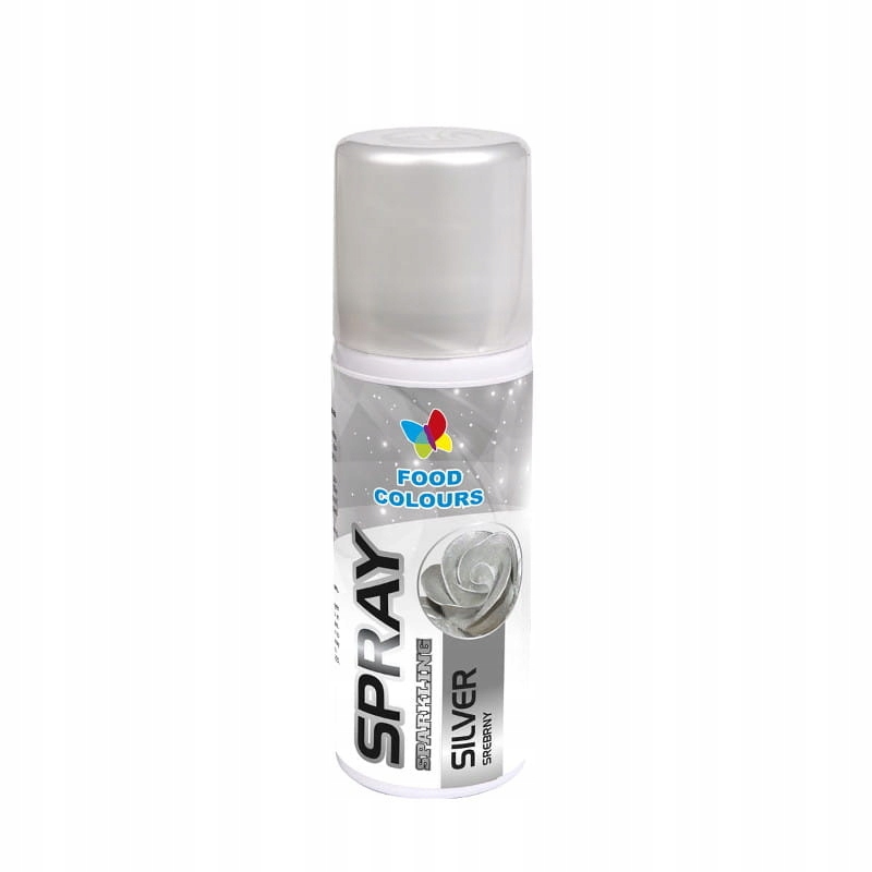 Barwnik w aerozolu spray Food Colours 50ml srebrny new silver brokat ...