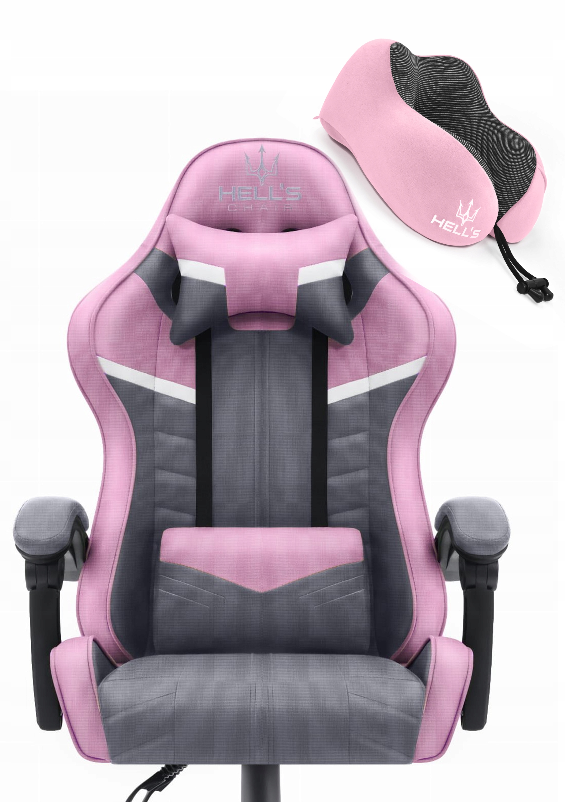 Fotel gamingowy HELL'S CHAIR HC- 1004 Szary- Różowy tkanina - Sklep ...