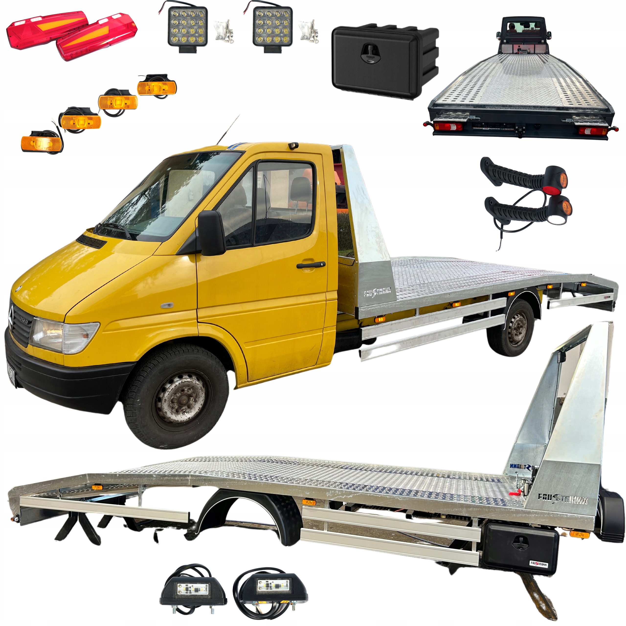 LAWETA ZABUDOWA AUTOLAWETA MERCEDES SPRINTER w904 NAJAZDY LOHR POD ...