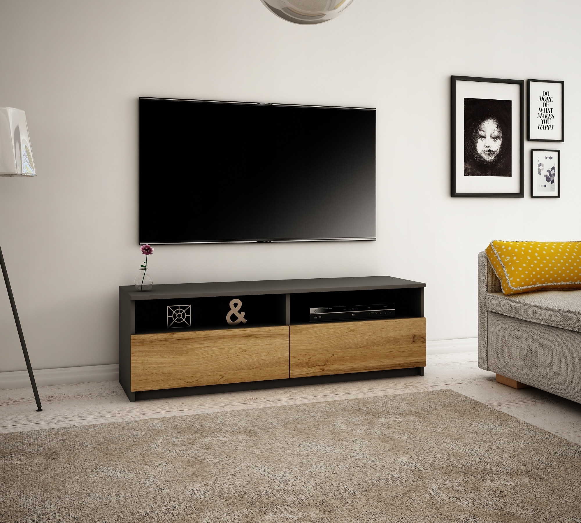 STOJĄCA SZAFKA RTV LUMI 140 DĄB WOTAN • Cena, Opinie • Szafki RTV ...