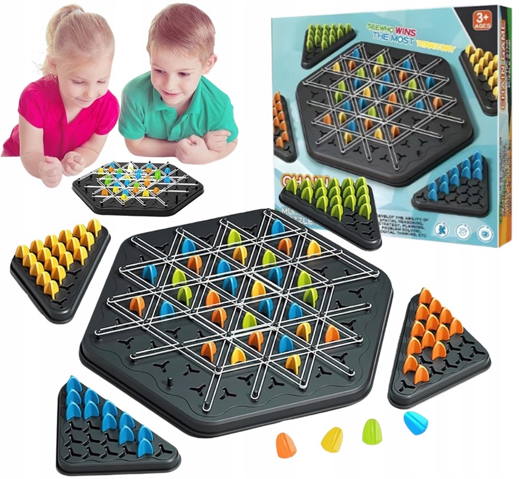 Triggle Gra w Trójkąty Strategiczna Gumki Recepturki 3D Pionki gra ...