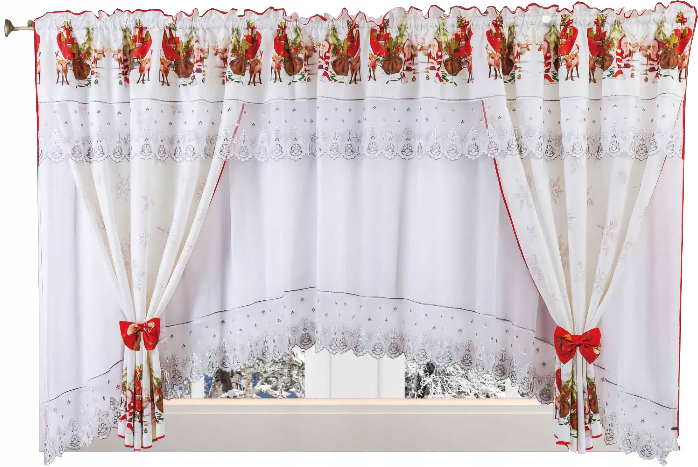 Firany Świąteczne 400x160 Haftowana Sanie Święta Gotowa • Cena, Opinie ...