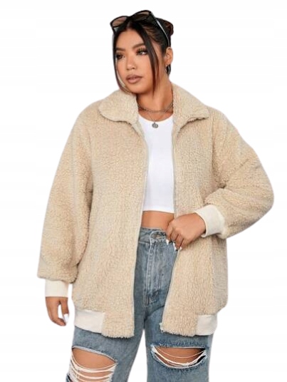 SHEIN PLUS SIZE BUNDA KOŽÍŠEK BÉŽOVÁ 44 LTD za 414 Kč - Allegro
