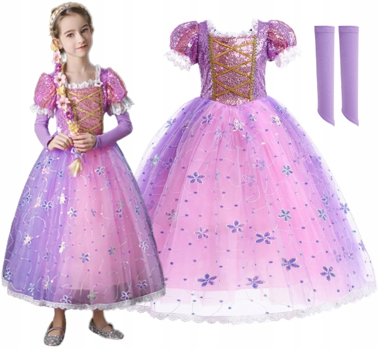ŠATY RAPUNZEL KOSTÝM ZAPLETENÁ PRINCEZNA PLES KARNEVAL 134/140 za 770 Kč - Allegro