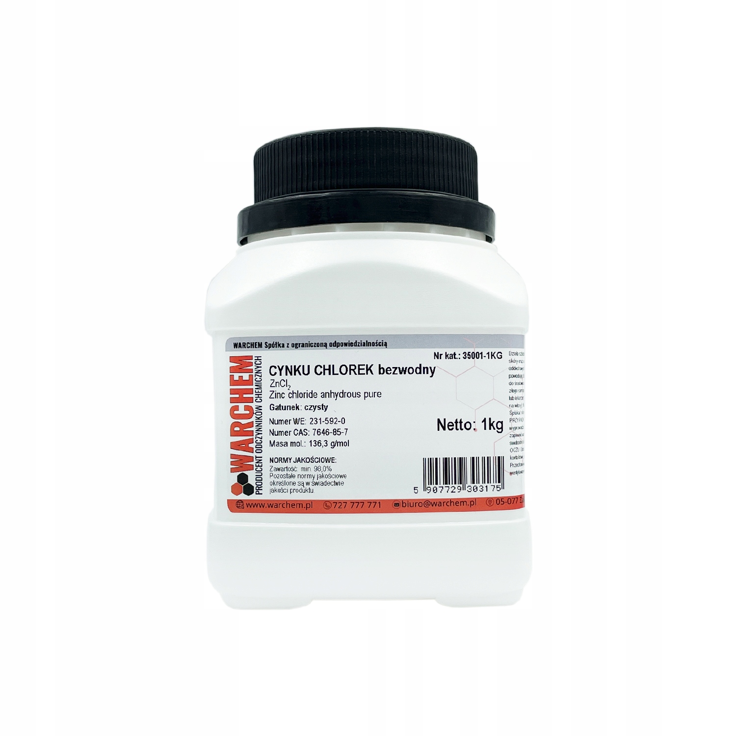 CHLOREK CYNKU bezwodny - czysty - 1kg (5907729303175) • Cena, Opinie ...