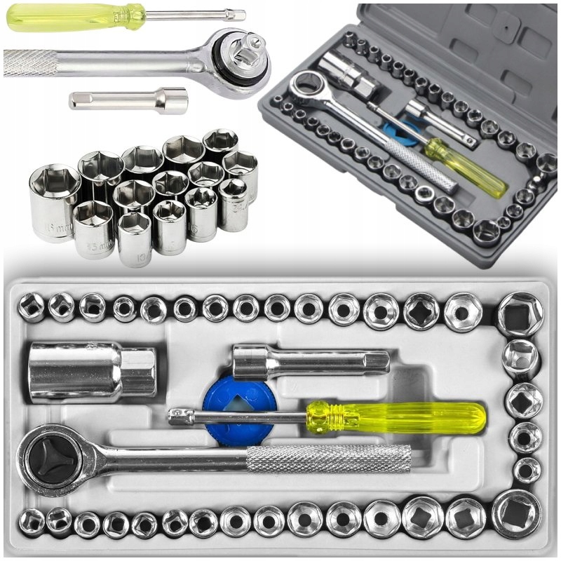 ZESTAW KLUCZY NASADOWYCH KLUCZE NASADOWE NARZĘDZI 40 ELEMENTÓW NASADKI 6933167593396 za 31.90PLN ...