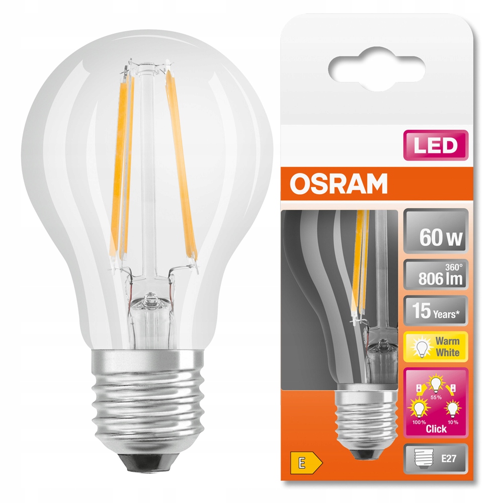 Żarówka LED E27 7W=60W 827 806lm OSRAM ŚCIEMNIALNA (4058075436787 ... Żarówka LED E27 7W=60W 827 806lm OSRAM ŚCIEMNIALNA (4058075436787 ...