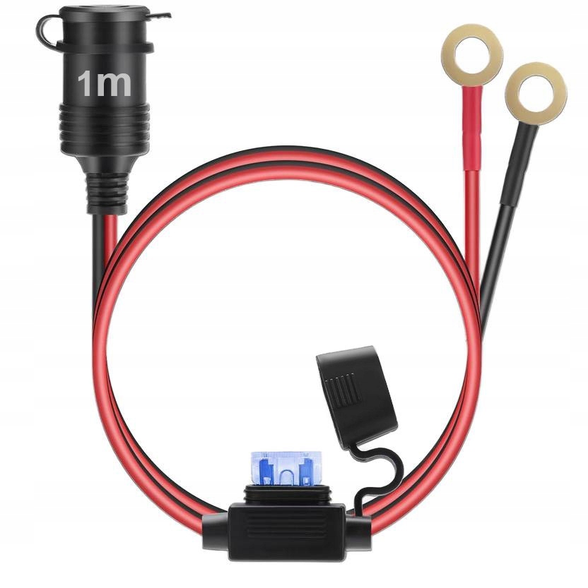 GNIAZDO ZAPALNICZKI MONTAŻOWE Z BEZPIECZMIKIEM 15A 8,4mm 12V 24V PRZEWÓD 1m 5906288911517 za 29 ...
