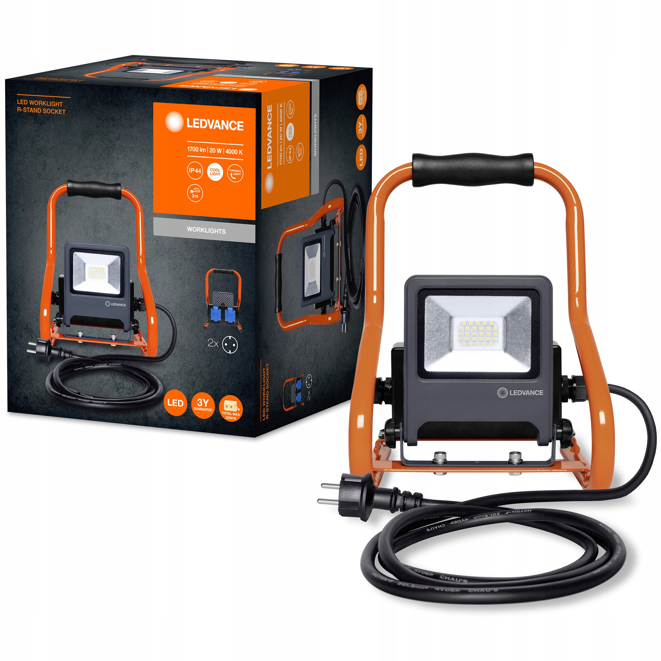 Naświetlacz Halogen LED 20W 2x Gniazdo Roboczy Przenośny Worklight LEDVANCE (4058075321304 ...