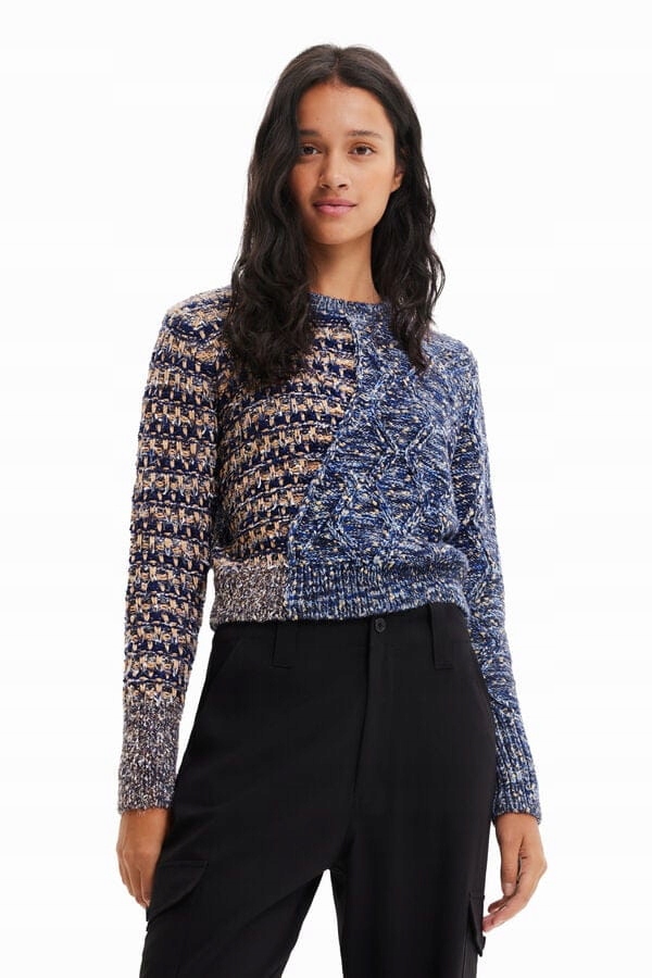 DESIGUAL KOLOROWY PLECIONY SWETER WZÓR (S) (8445110336168) • Cena ...