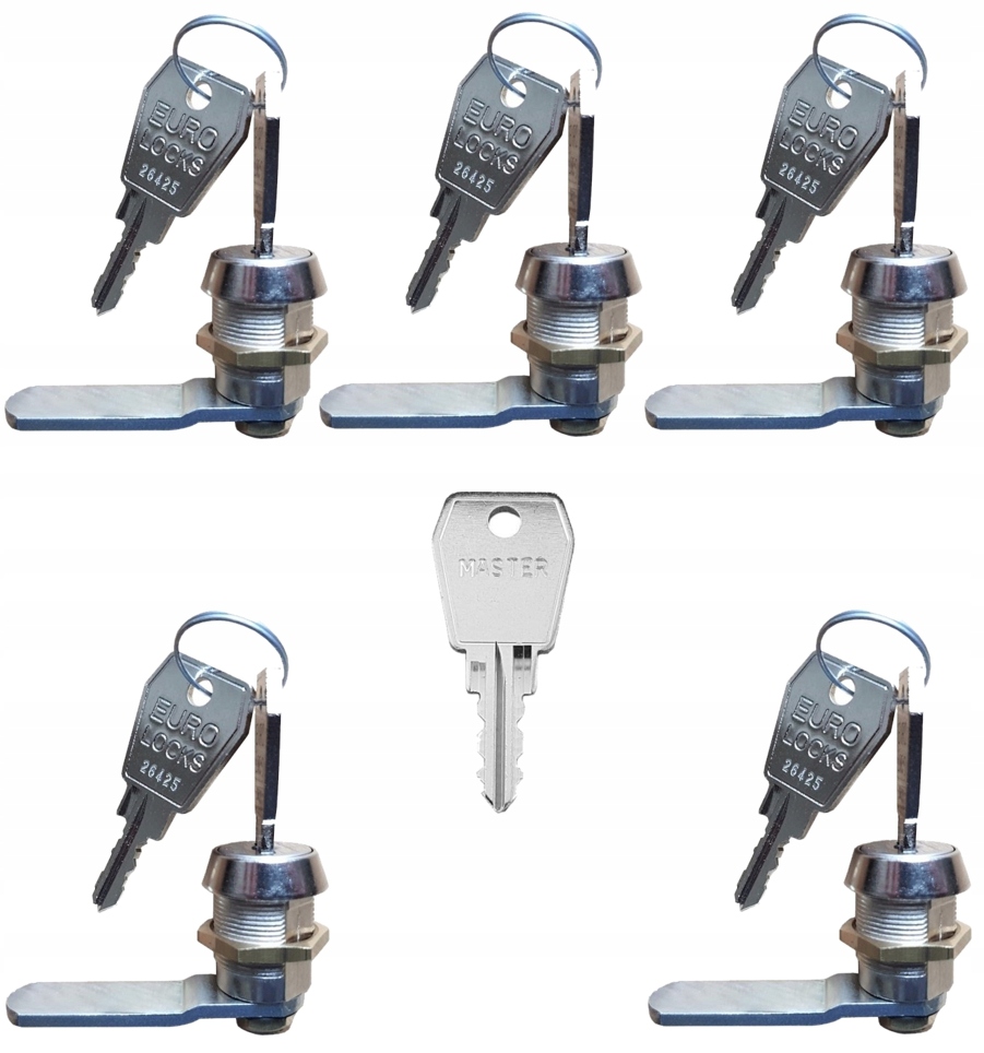 ZAMEK DO SZAFEK BHP EURO-LOCK B671-DG MASTERKEY x 5 szt + klucz Master ...