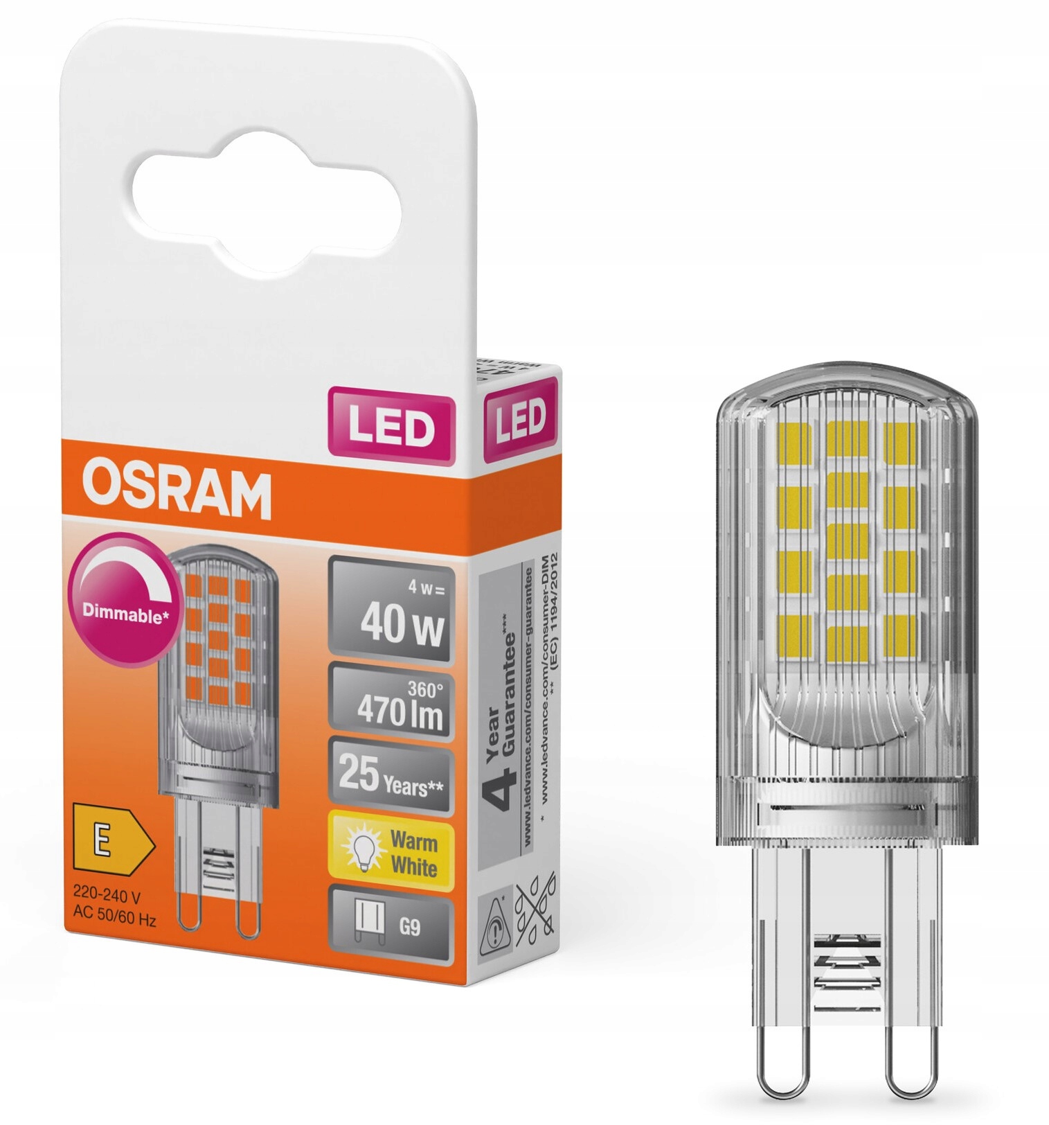 ŻARÓWKA LED 4W=40W G9 OSRAM 2700K ŚCIEMNIALNA (4058075432246) • Cena ...