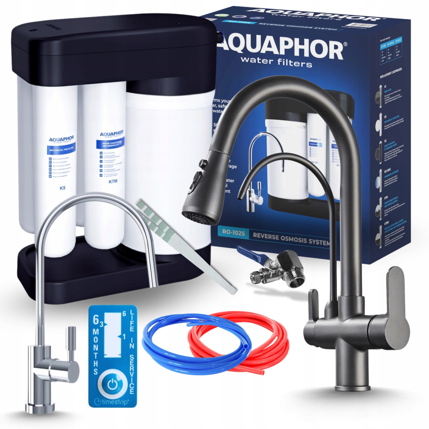 FILTR ODWRÓCONEJ OSMOZY AQUAPHOR MORION 102S I BATERIA TRÓJDROŻNA ...