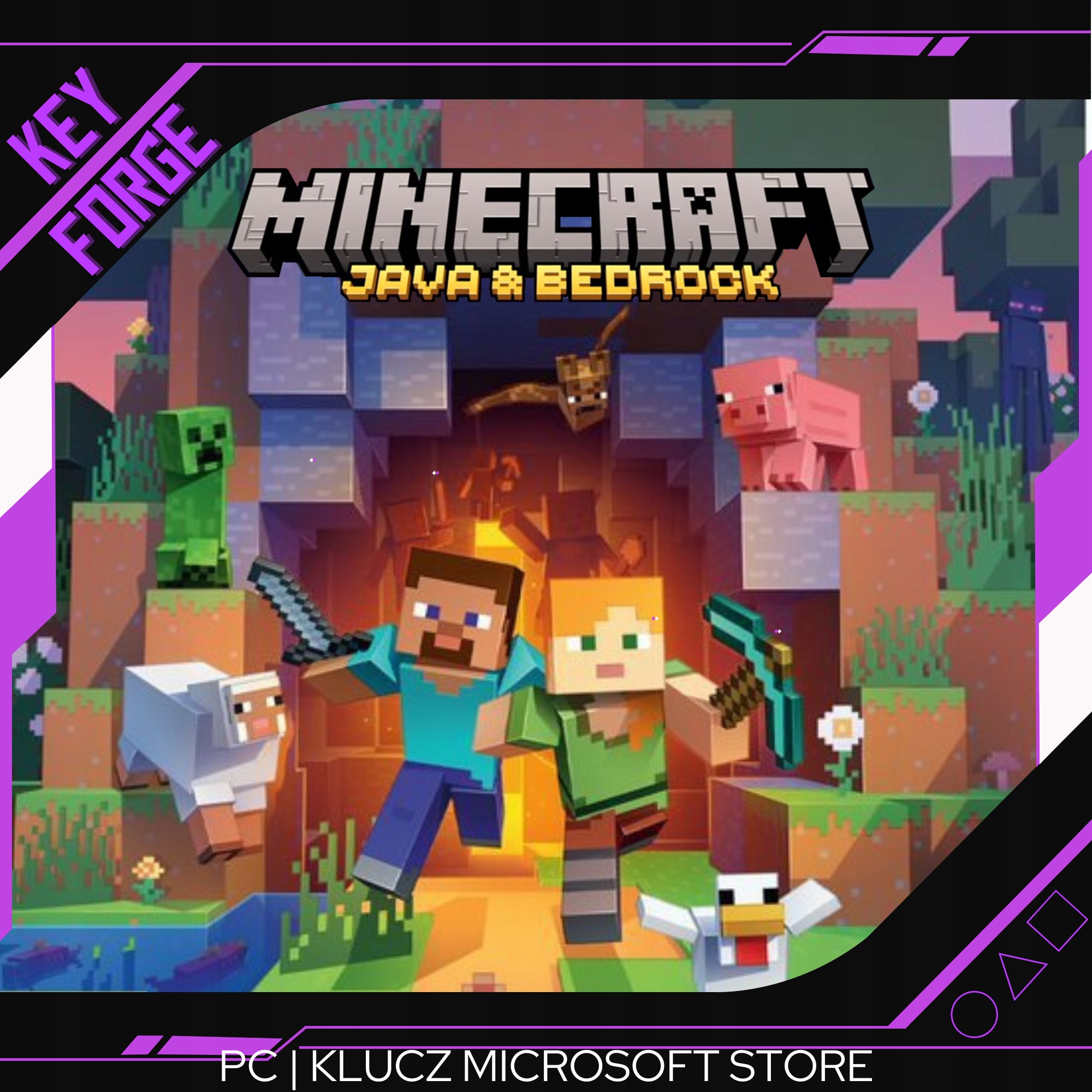 MINECRAFT PREMIUM JAVA BEDROCK EDITION GRA PC WINDOWS POLSKI KLUCZ PC ...