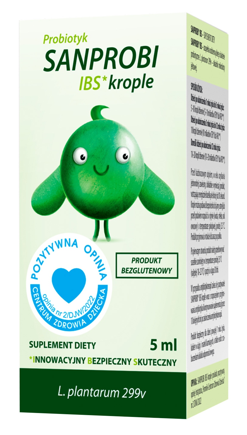 SANPROBI IBS probiotyk dla dzieci krople 5 ml Lactobacillus plantarum (5907774335091) • Cena ...