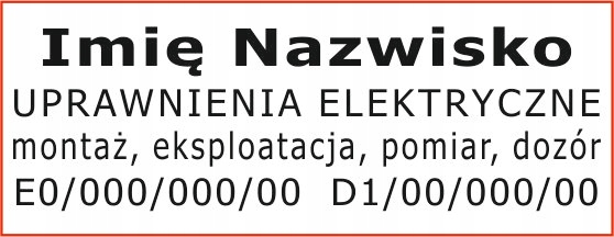 UPRAWNIENIA ELEKTRYCZNE pieczątka SEP ELEKTRYK (5904905870353) • Cena ... UPRAWNIENIA ELEKTRYCZNE pieczątka SEP ELEKTRYK (5904905870353) • Cena ...