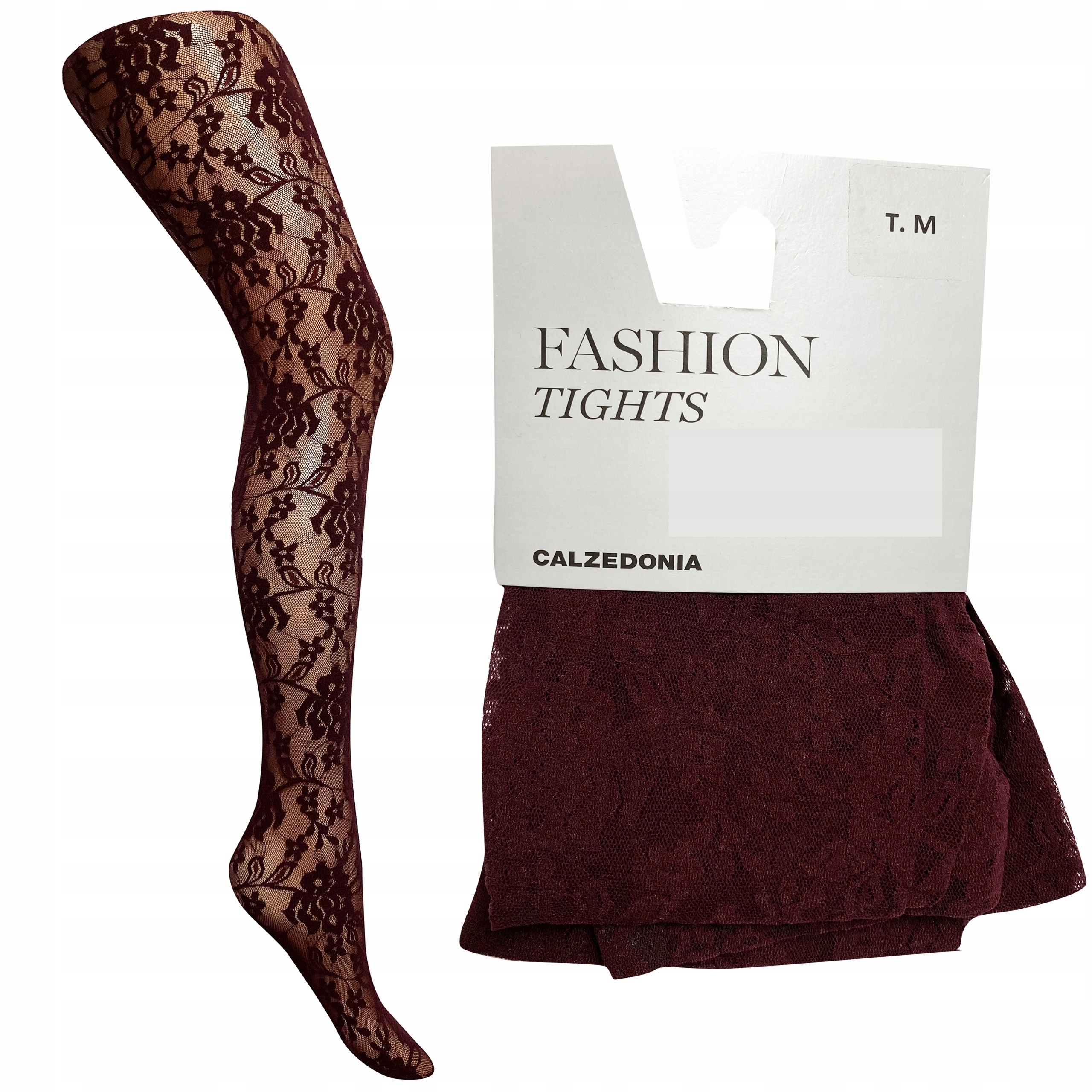 CALZEDONIA Bordowe Koronkowe Rajstopy TG 2 S 13347179609 - Allegro.pl