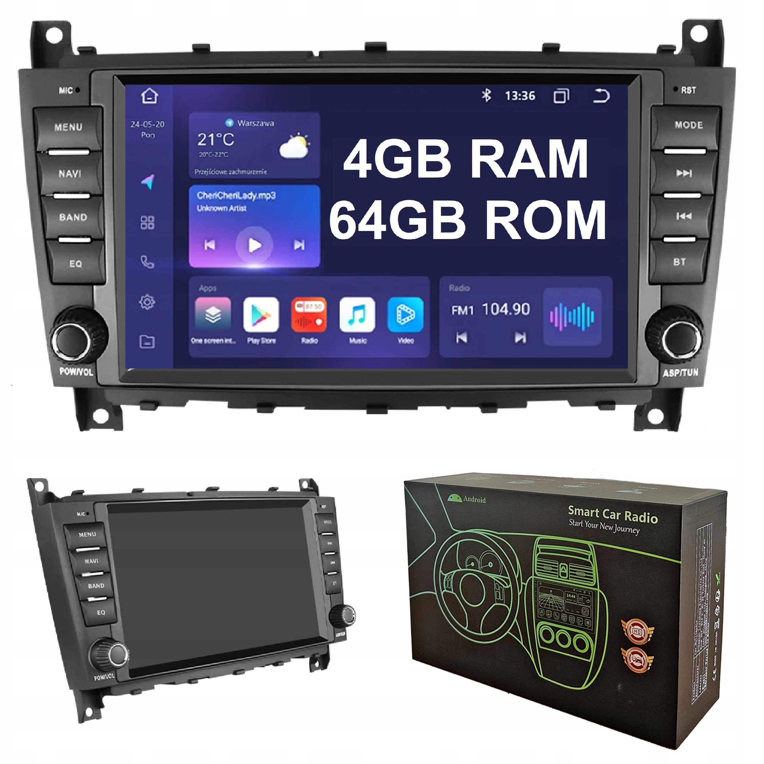 RADIO 2DIN ANDROID DO MERCEDES BENZ W203 W209 W463 4/64GB CARPLAY LTE ...