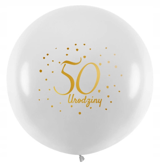 Balon na 50 Urodziny Biały duży Kula gigant 45cm 13353195837 - Allegro.pl