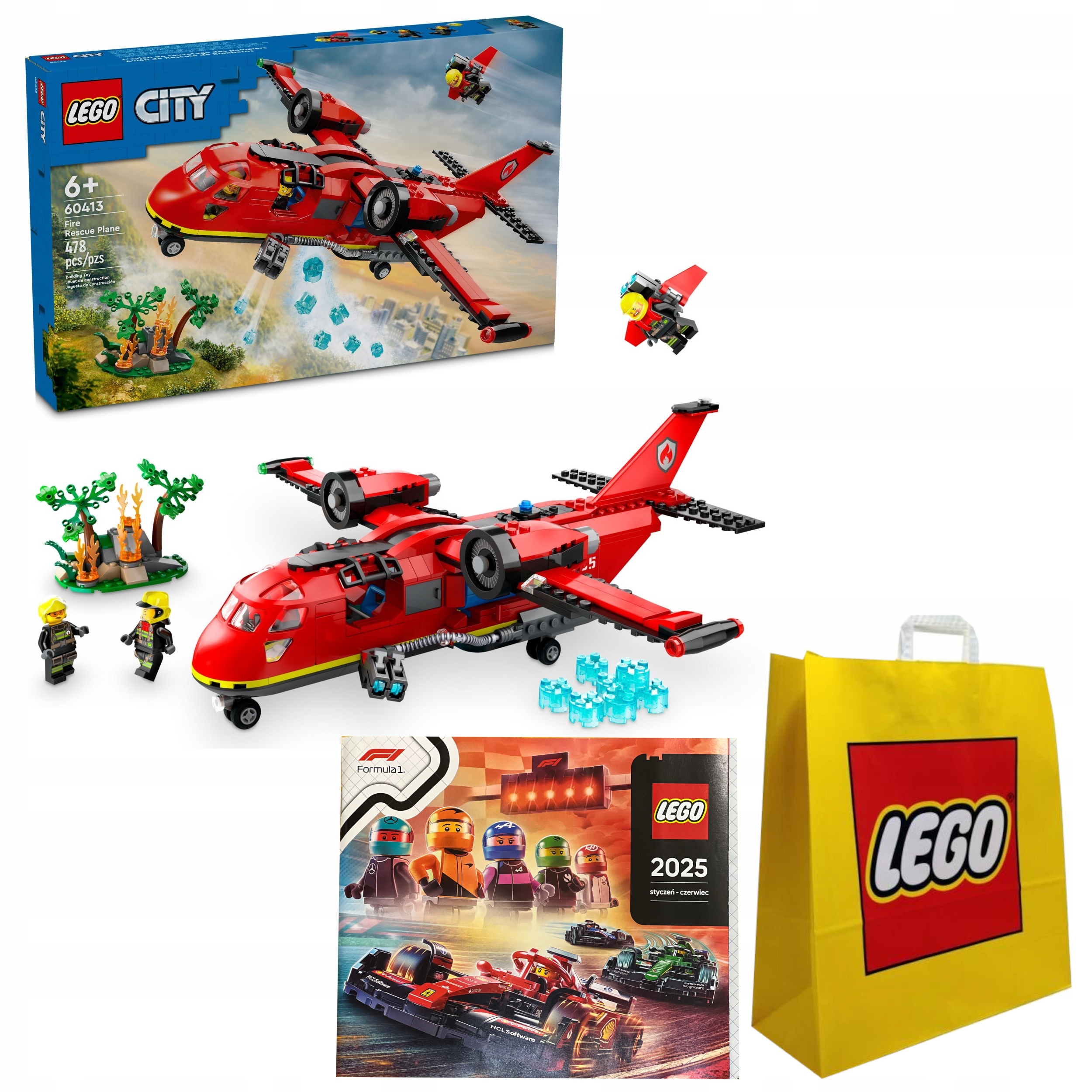 LEGO CITY 60413 Strażacki samolot ratunkowy +GRATIS TORBA LEGO O ...