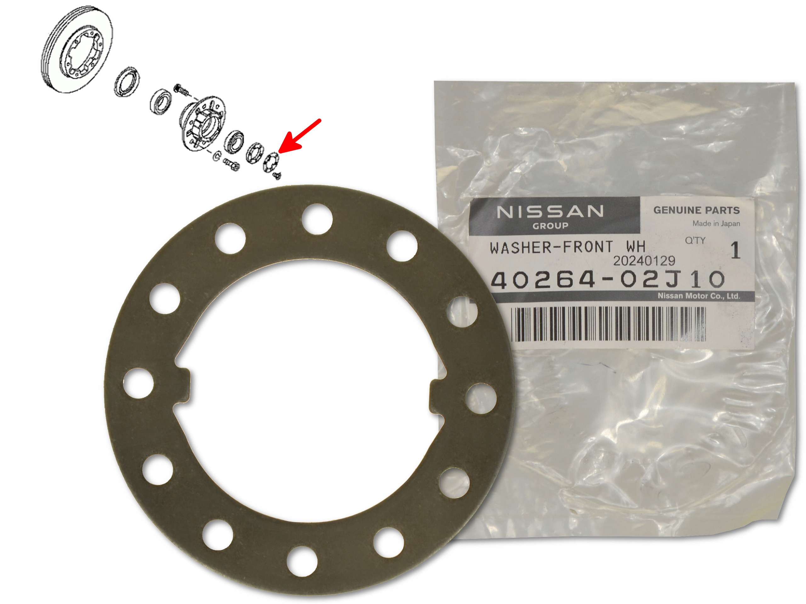 PODKŁADKA ZABEZPIECZAJĄCA NAKRĘTKĘ ŁOŻYSKA PIASTY 40264-02J10 OE NISSAN ...