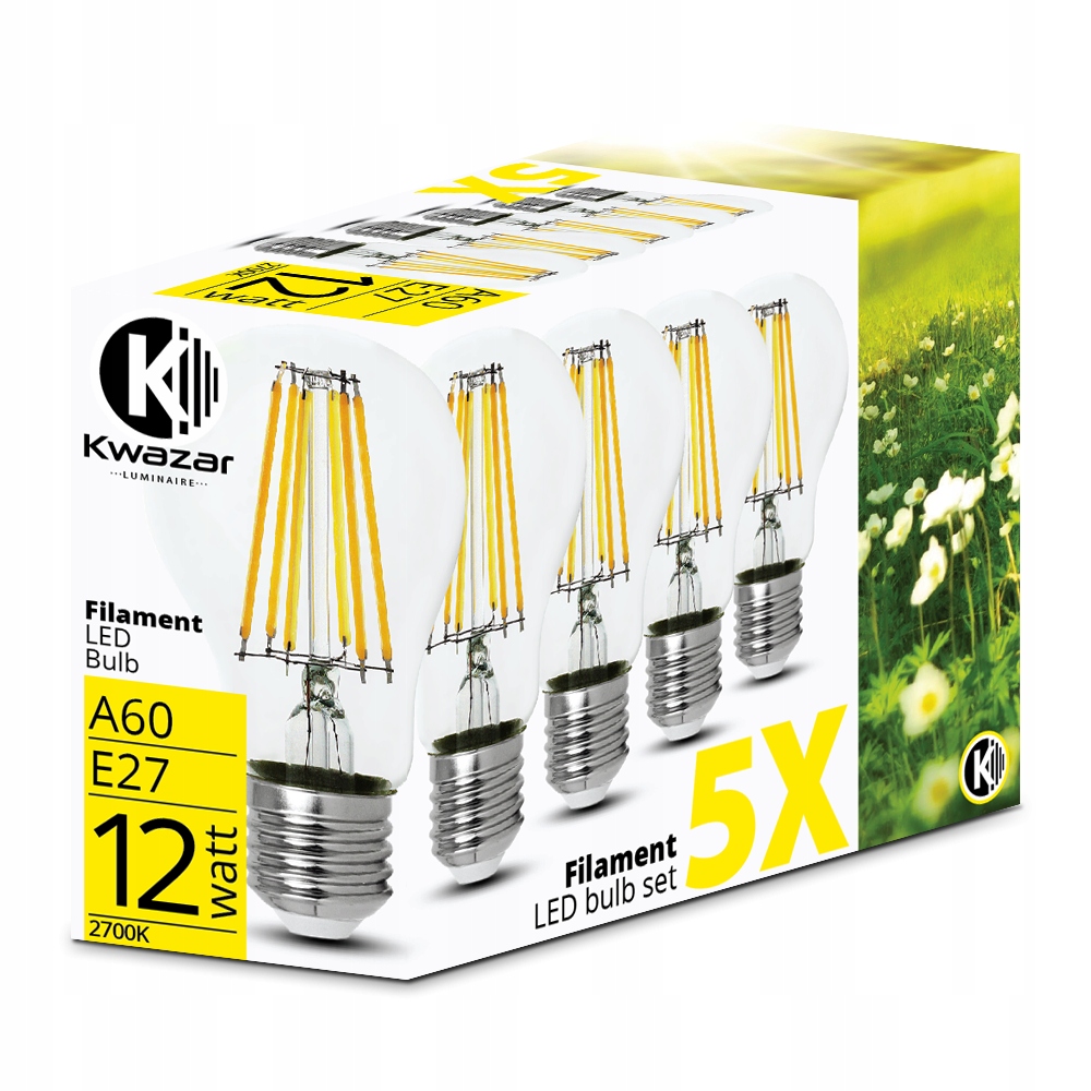 ŻARÓWKI LED E27 12W FILAMENT RETRO EDISON MOCNA CIEPŁA 2700K ...