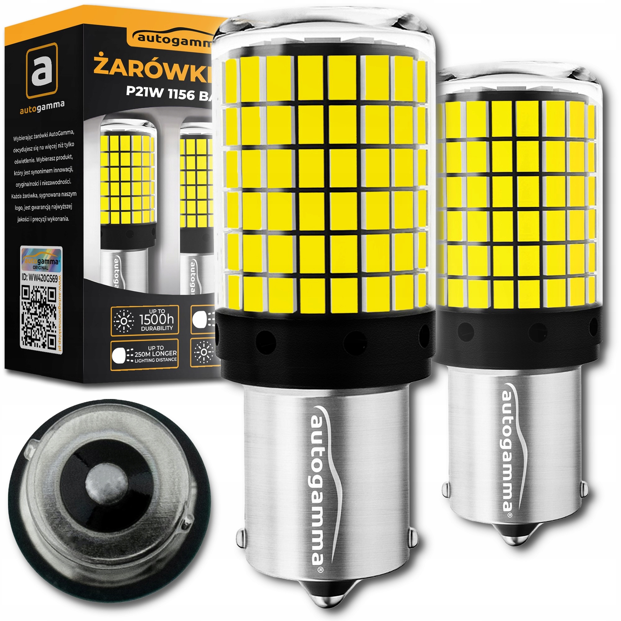 Żarówki P21W 1156 BA15S LED 144 LED Biały Canbus 2 szt Mocna Wsteczny ...