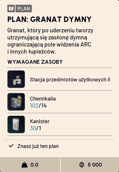 GRANAT DYMNY BLUEPRINT PLAN SCHEMAT GRANATU ARC RAIDERS PC/PS/XBOX ...