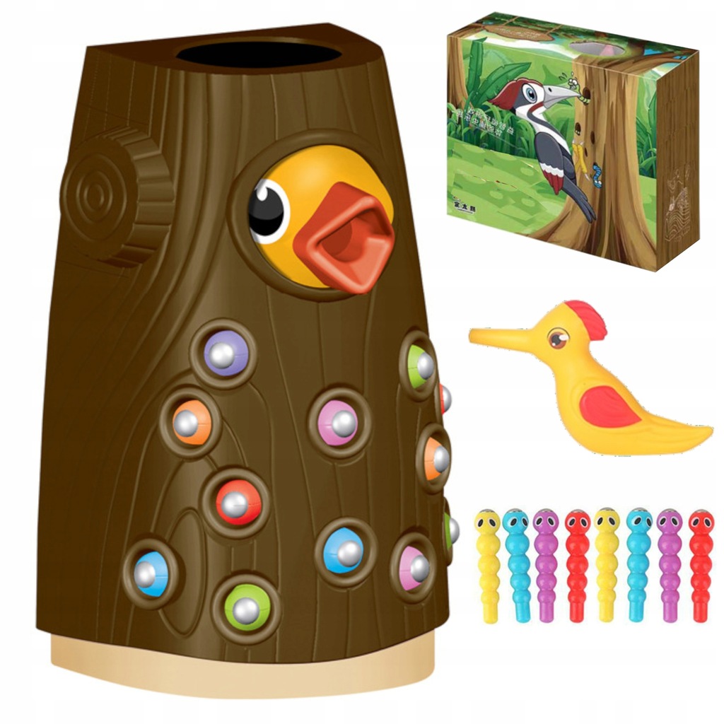 Magnetická arkádová hra nakŕm vtáčika červíka Montessori - Allegro