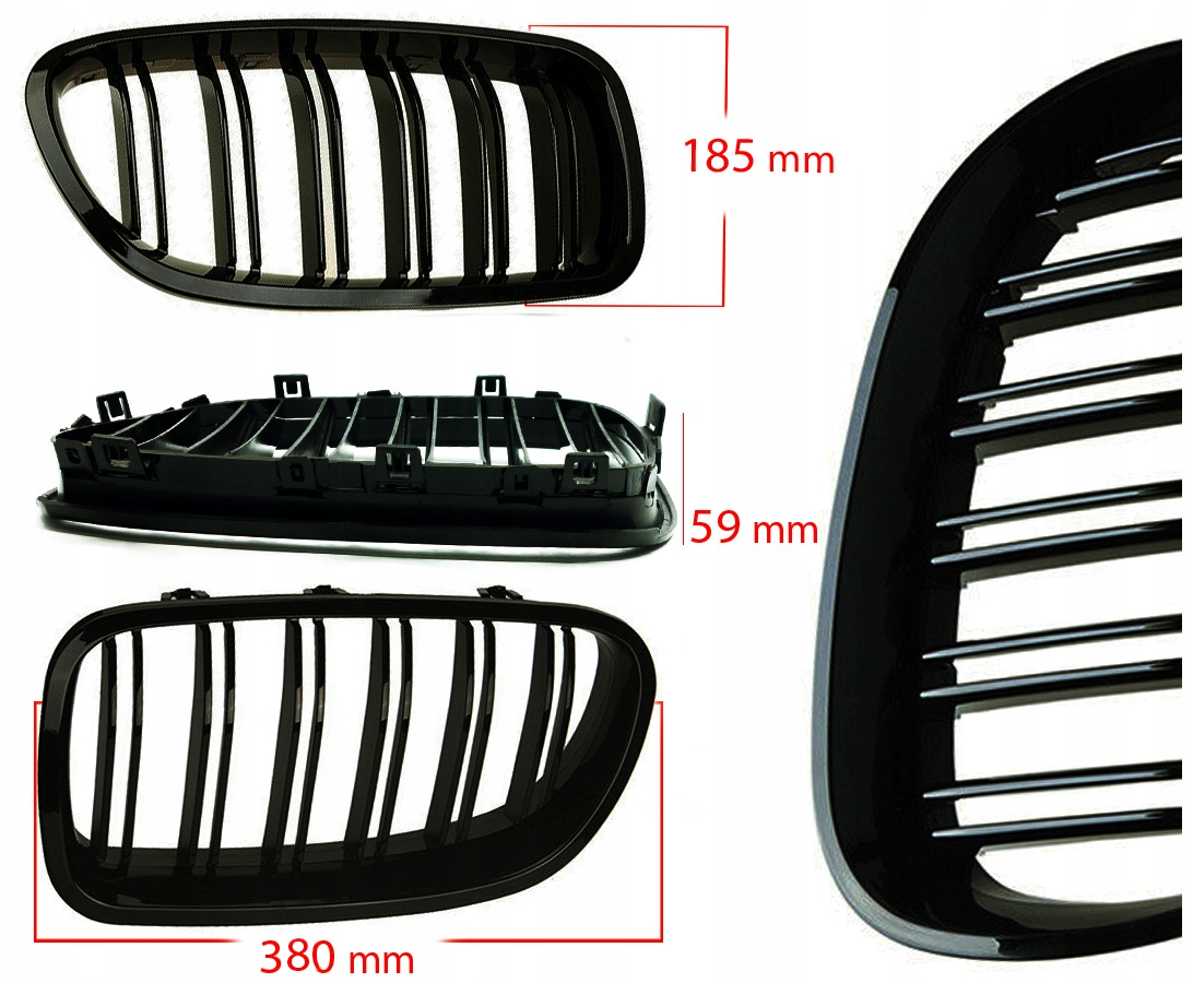 028GBD NERKI W GRILL ATRAPY CZARNY POŁYSK PODWÓJNE dla BMW F10 F11 F18 ...