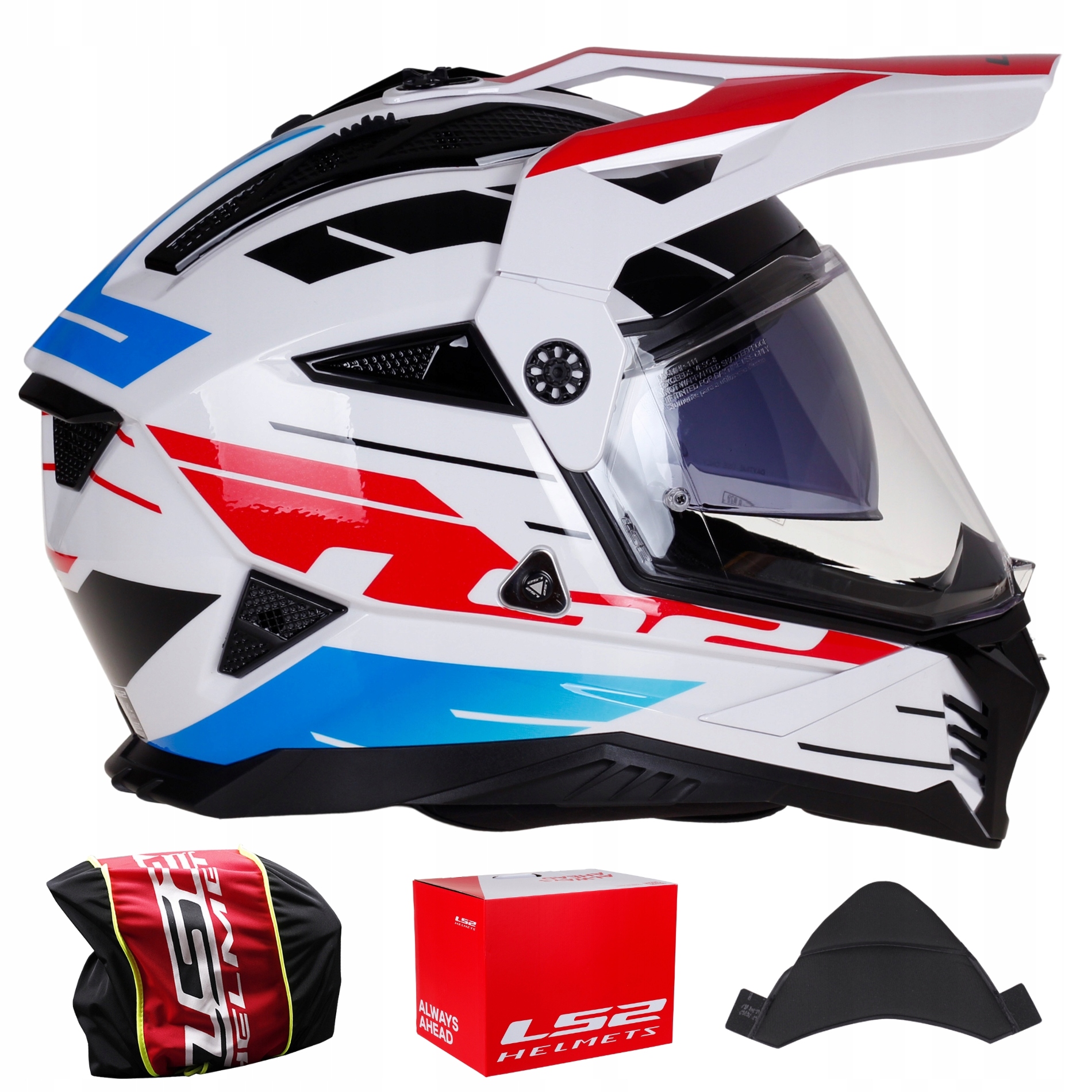Kask LS2 MX702 Pioneer II Namib White Blue Red homologacja 22.06 ...