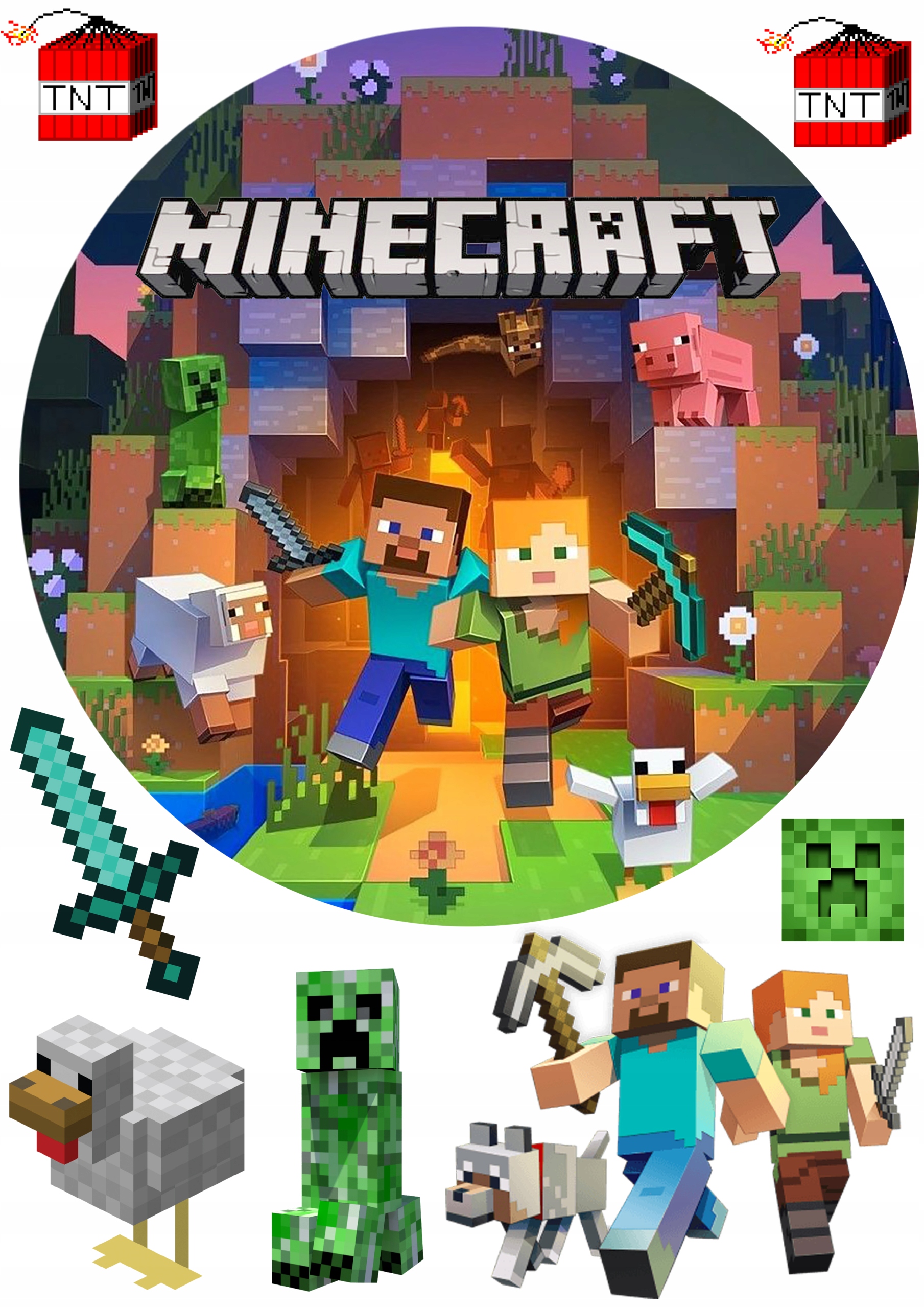 OPŁATEK NA TORT MINECRAFT TNT CREEPER + POSTACIE 13943858198 - Allegro.pl OPŁATEK NA TORT MINECRAFT TNT CREEPER + POSTACIE 13943858198 - Allegro.pl