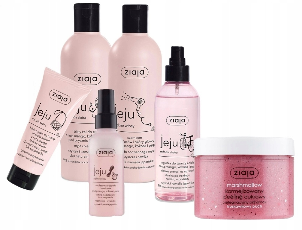 ZIAJA JEJU RÓŻOWY ZESTAW KOSMETYKÓW DO MŁODEJ CERY PREZENT DLA ...