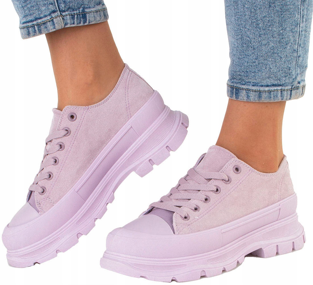 6444 FIOLETOWE ZAMSZOWE TRAMPKI PLATFORMA 40 (5905606019249) • Cena ...