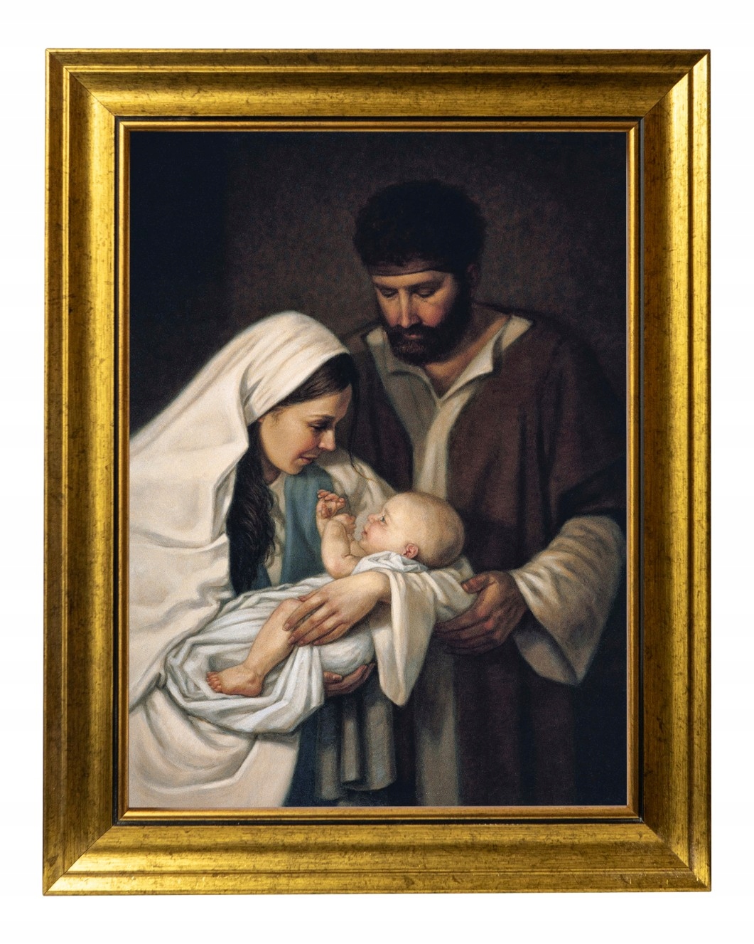 ŚWIĘTA RODZINA | OBRAZ | PŁÓTNO W ZŁOTEJ RAMIE OZDOBNEJ | RETRO 30X40 ...