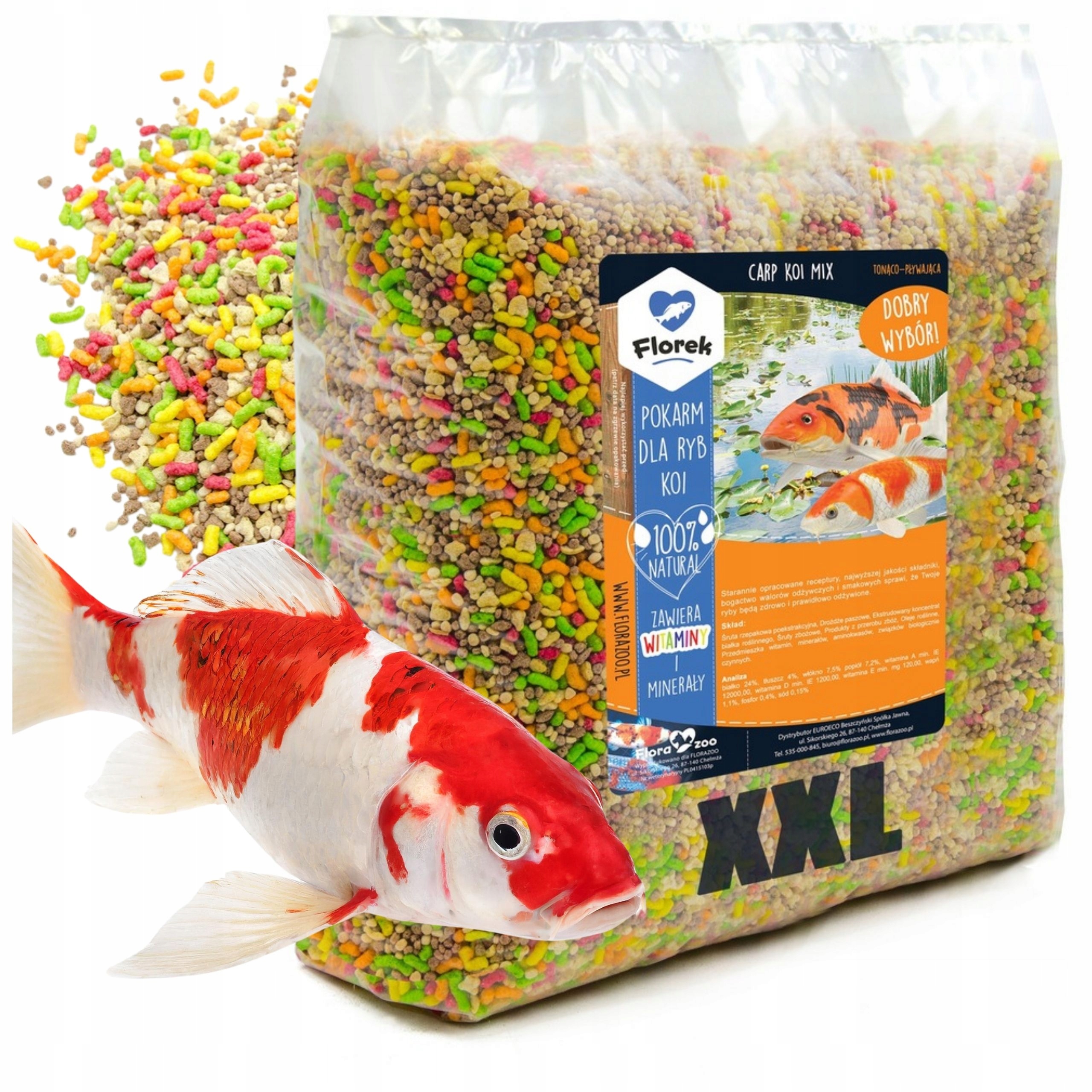 KRMIVO NÁVNADA GRANULÁT PRE RYBY KOI KAPRY MIX NA JAZIERKO - Allegro