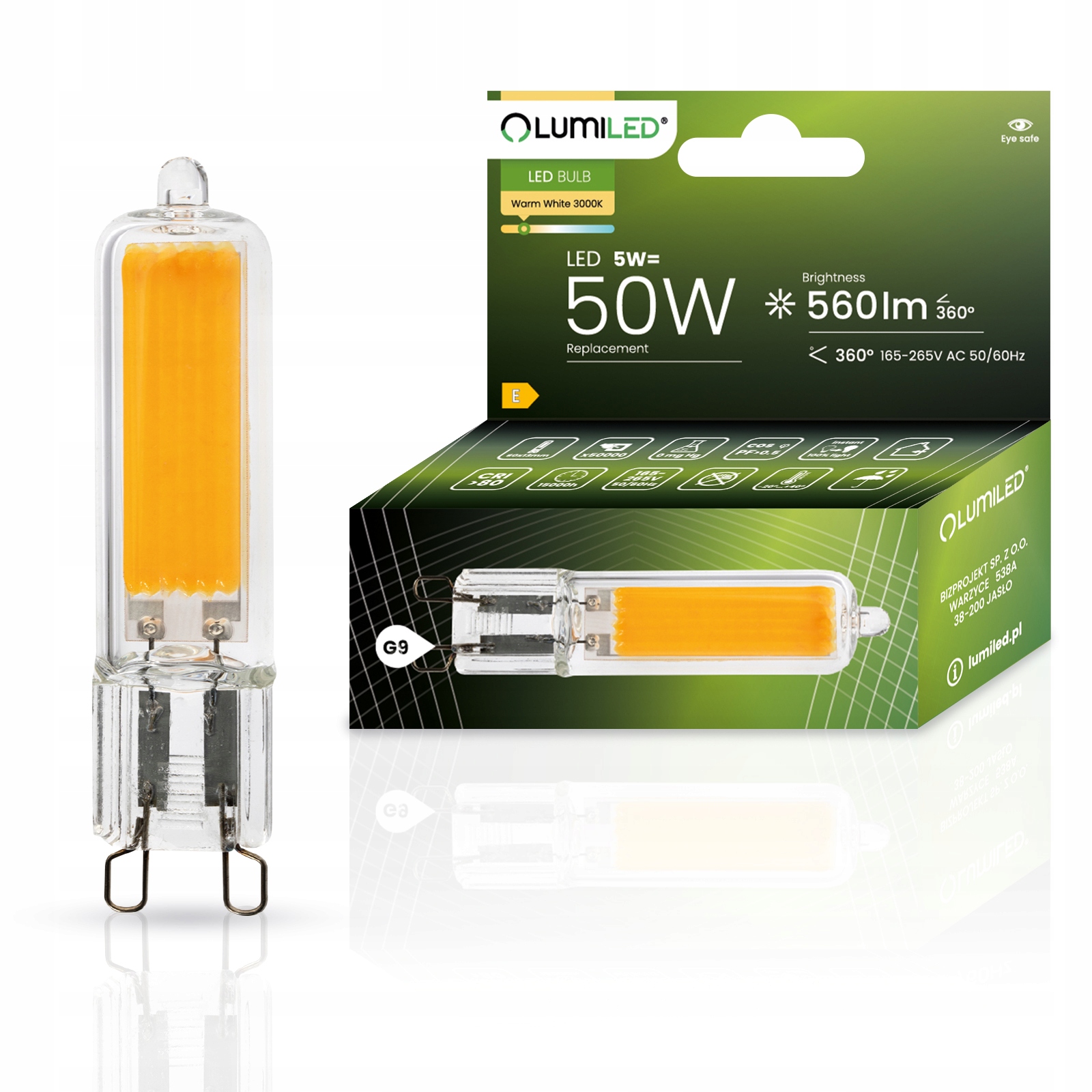 Żarówka LED KAPSUŁKA MINI G9 5W = 50W 230V 3000K Ciepła Barwa SZKLANA ... Żarówka LED KAPSUŁKA MINI G9 5W = 50W 230V 3000K Ciepła Barwa SZKLANA ...