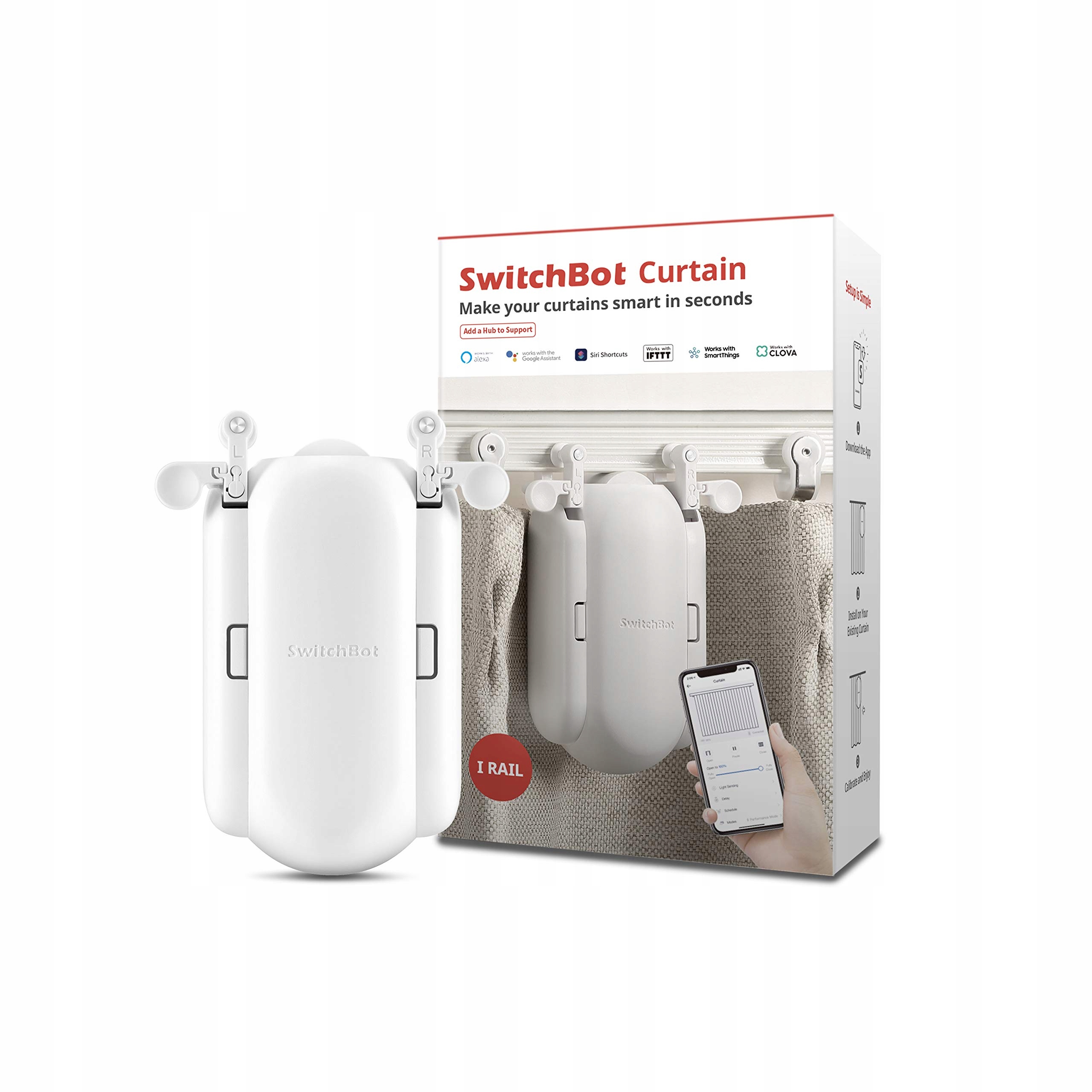 1644 SwitchBot Curtain I Rail STEROWNIK ZASŁON (04525) • Cena, Opinie • Elementy wykonawcze ...